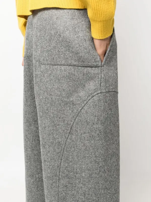 SAGE NATION Heather Wool Blend Wide-leg Trousers