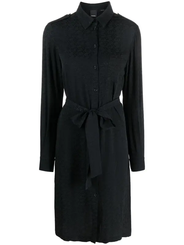 Pinko Monogram-pattern Belted Shirtdress