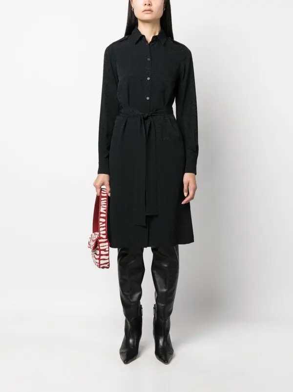 Pinko Monogram-pattern Belted Shirtdress