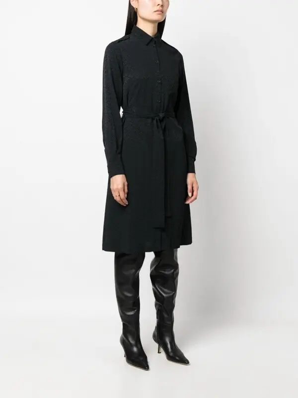 Pinko Monogram-pattern Belted Shirtdress