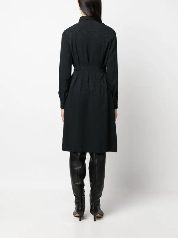 Pinko Monogram-pattern Belted Shirtdress