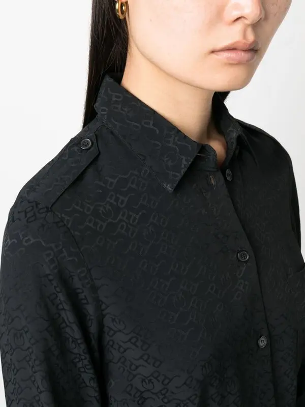 Pinko Monogram-pattern Belted Shirtdress