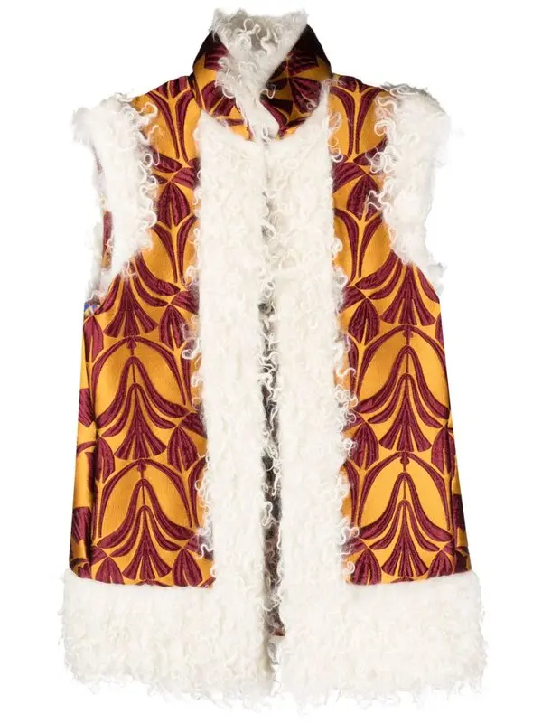 La DoubleJ Patterned Brocade Vest - Yellow