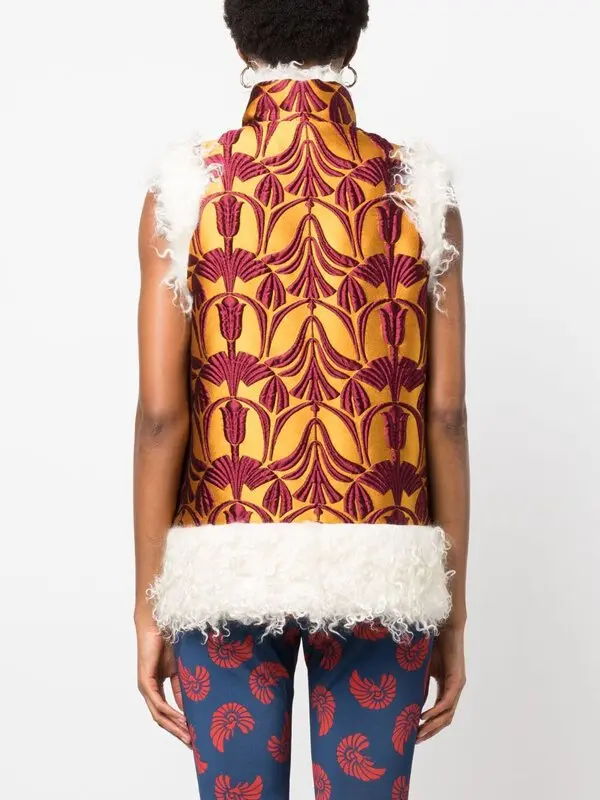La DoubleJ Patterned Brocade Vest - Yellow