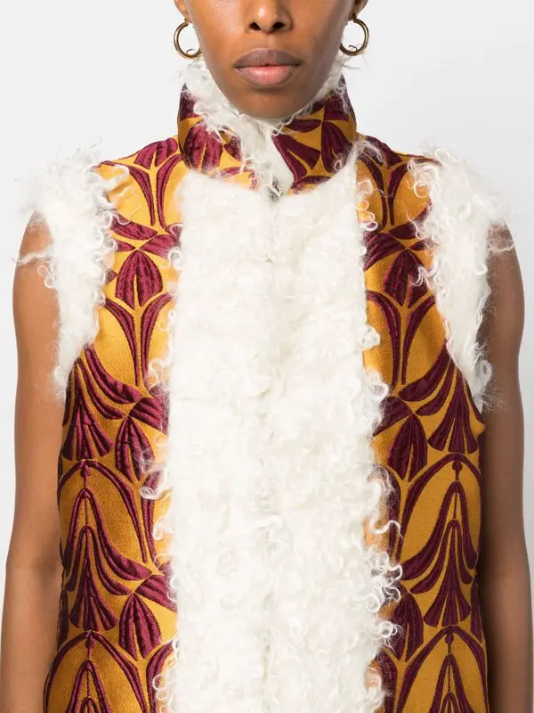 La DoubleJ Patterned Brocade Vest - Yellow