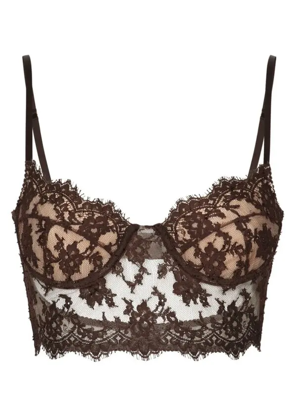 Dolce & Gabbana Floral-lace Corset-style Bra - Black