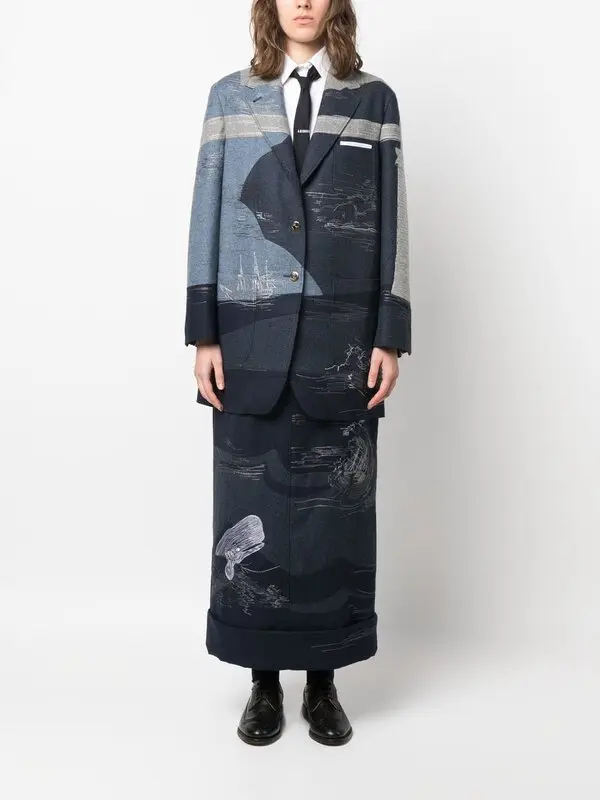 Thom Browne Midi Skirt With Contrasting Stitch Detail