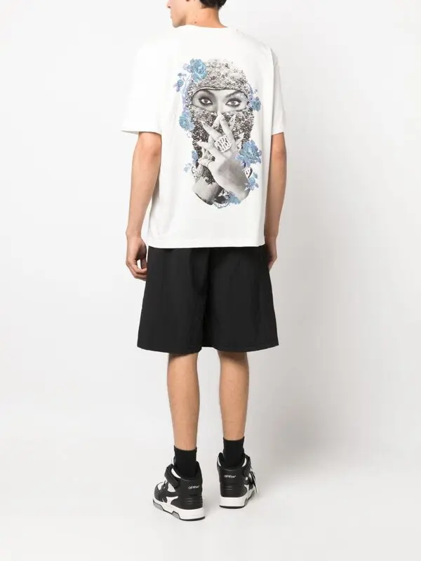 IH NOM UH NIT Pearl Roses Logo-print T-shirt - Neutrals
