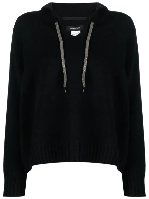 Fabiana Filippi Hooded V-neck Jumper - Black