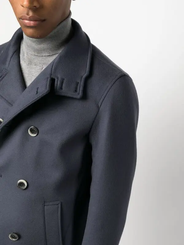 Herno Double-breasted Wool-cashmere Coat - Blue