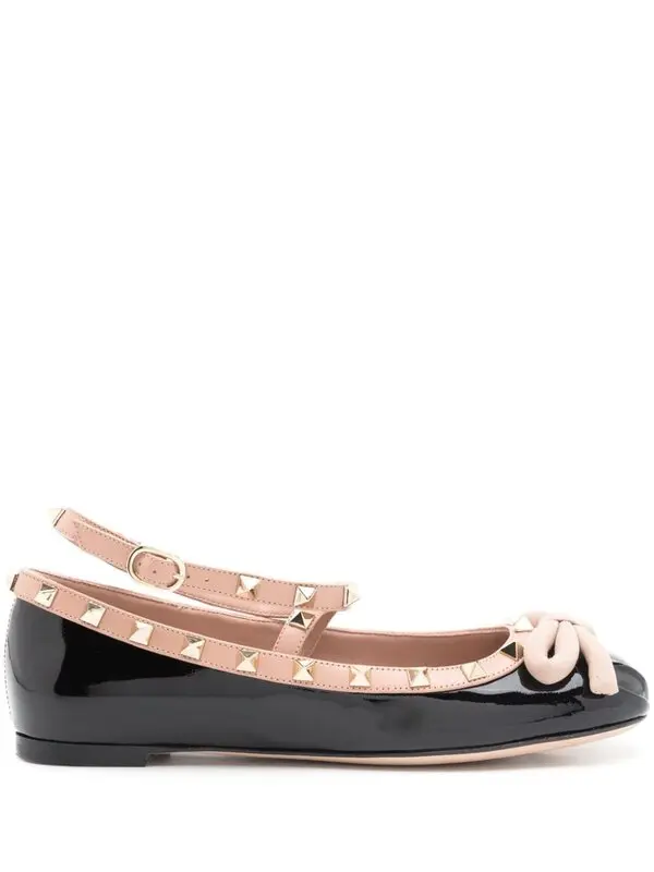 Valentino Garavani Rockstud Patent Leather Ballerinas - Black