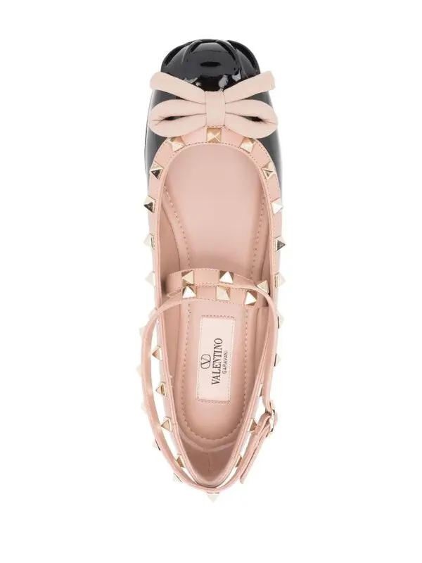 Valentino Garavani Rockstud Patent Leather Ballerinas - Black