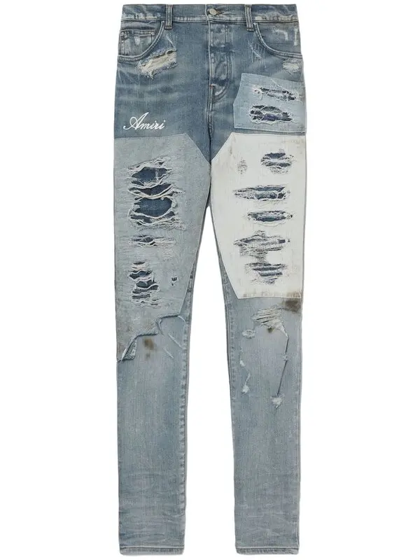 Amiri Logo-print Distressed Jeans
