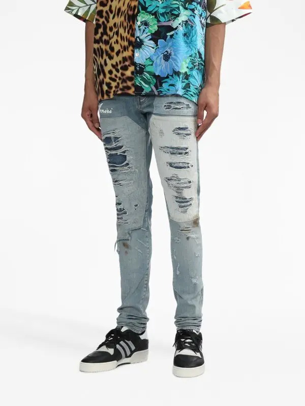 Amiri Logo-print Distressed Jeans