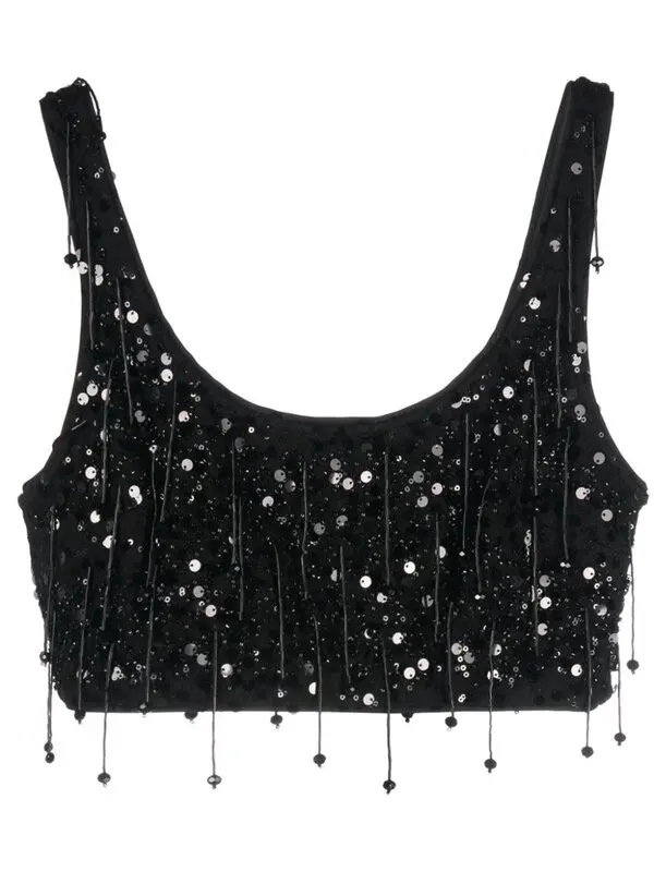 Simkhai Paillette-embellished Cropped Tank Top