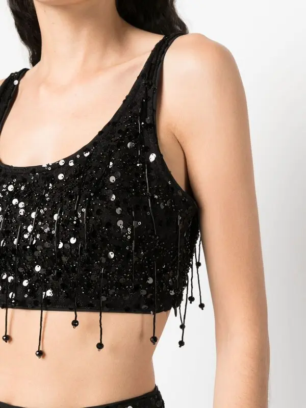 Simkhai Paillette-embellished Cropped Tank Top