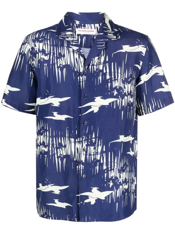 Orlebar Brown Hibbert Graphic-print Shirt - Blue