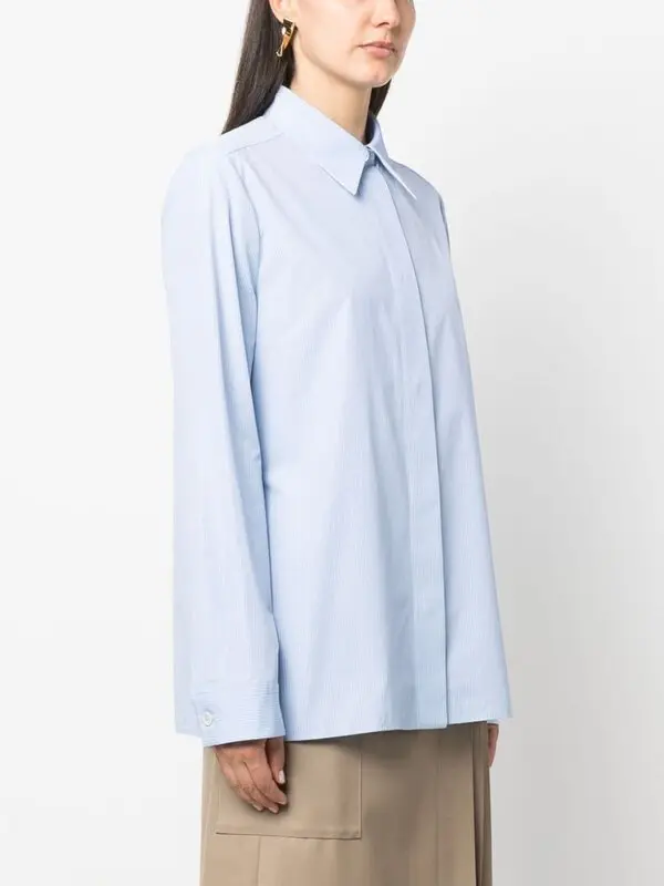 JIL SANDER Concealed Fastening Striped Shirt - Blue