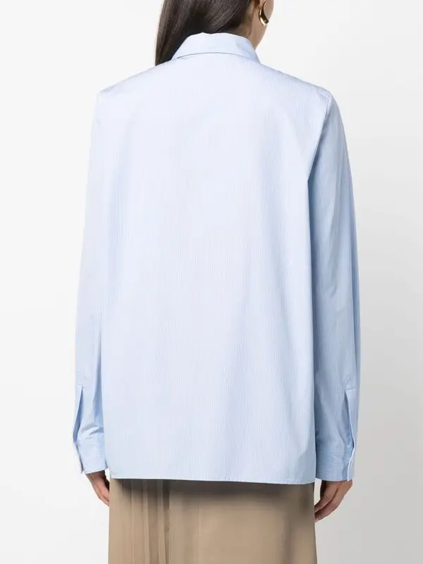 JIL SANDER Concealed Fastening Striped Shirt - Blue