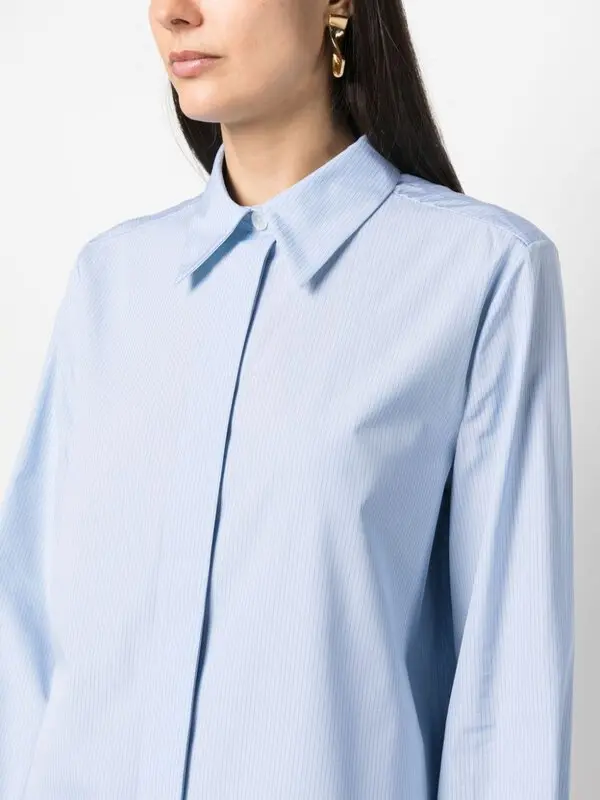 JIL SANDER Concealed Fastening Striped Shirt - Blue