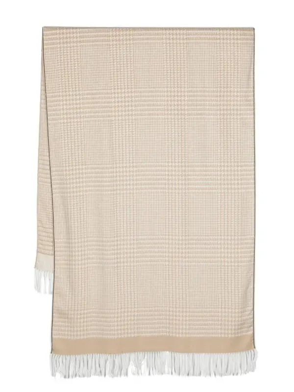 Brunello Cucinelli Checked Houndstooth-pattern Silk Scarf - Neutrals