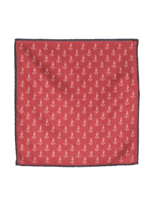 Brunello Cucinelli Anchor-embroidered Silk Scarf - Red