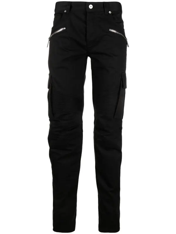 Balmain Zip-detail Skinny-leg Trousers - Black