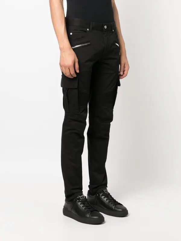 Balmain Zip-detail Skinny-leg Trousers - Black