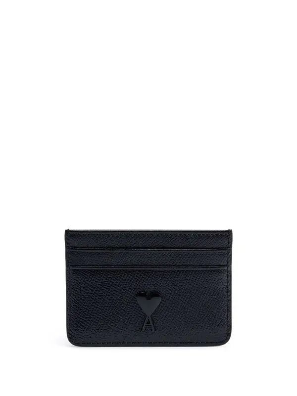 Ami Logo-plaque Leather Cardholder - Black