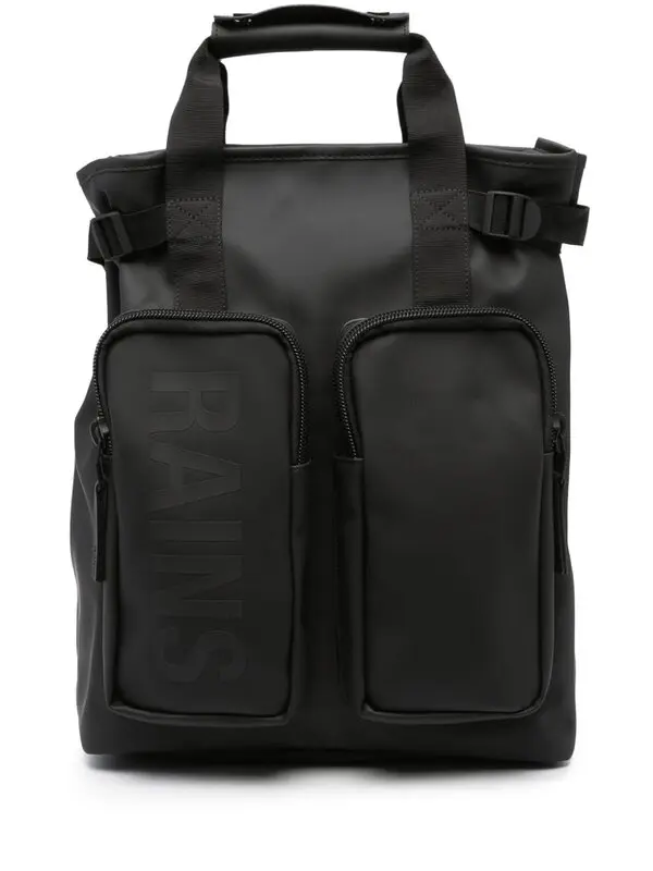 Rains Logo-print Multi-pocket Backpack - Black