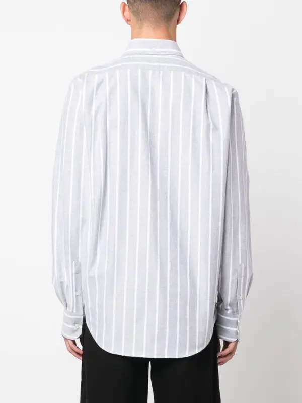 MSGM Logo-appliqué Striped Cotton Shirt