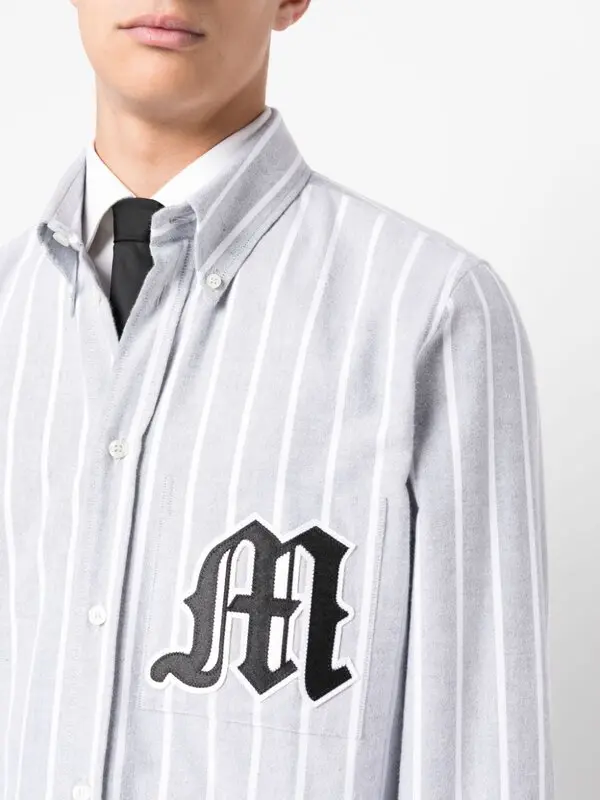 MSGM Logo-appliqué Striped Cotton Shirt