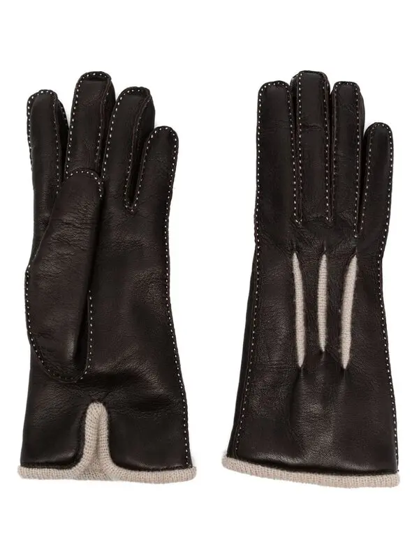 MOORER Guanto Nappa Leather Gloves - Brown
