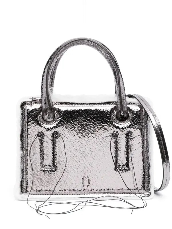 DENTRO Mini Otto Leather Tote Bag - Silver