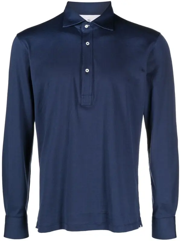 Brunello Cucinelli Long-sleeved Cotton Polo Shirt
