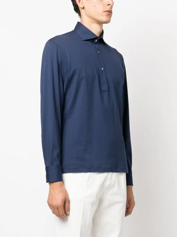 Brunello Cucinelli Long-sleeved Cotton Polo Shirt