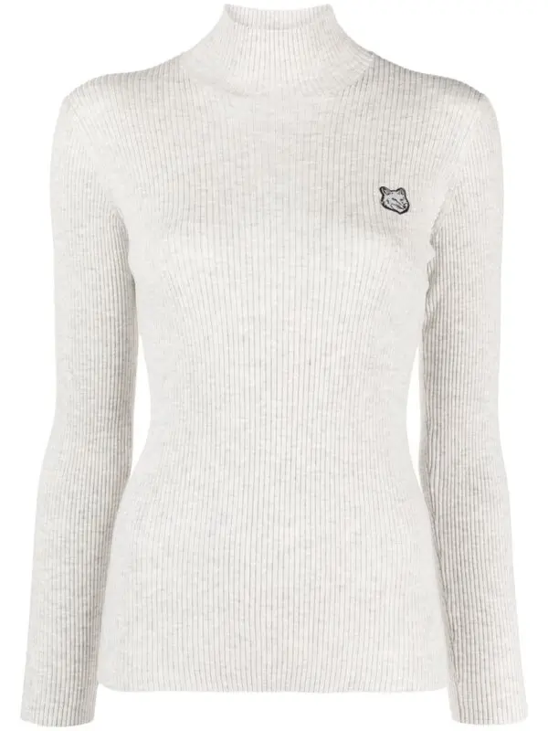 Maison Kitsuné Fox-motif High-neck Jumper - Grey