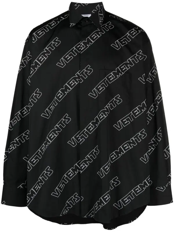 Vetements All-over Logo Print Cotton Shirt
