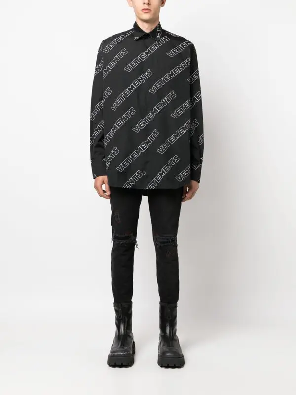 Vetements All-over Logo Print Cotton Shirt
