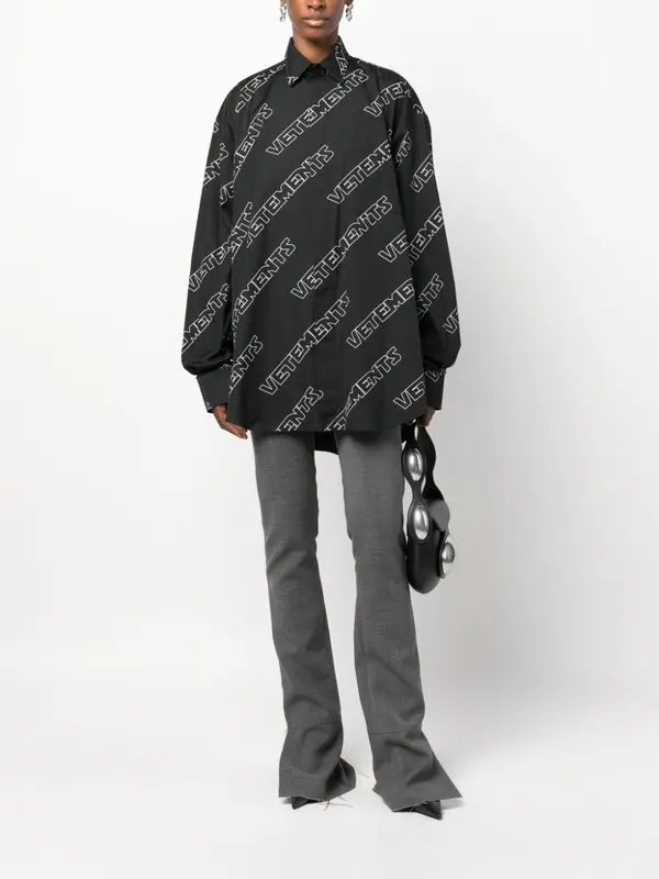Vetements All-over Logo Print Cotton Shirt
