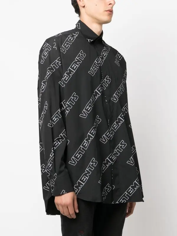 Vetements All-over Logo Print Cotton Shirt