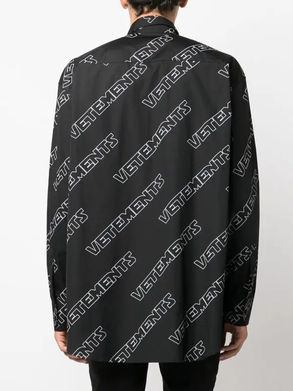 Vetements All-over Logo Print Cotton Shirt