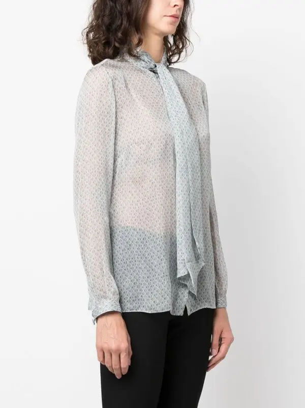 Emporio Armani Geometric-pattern Silk Blouse