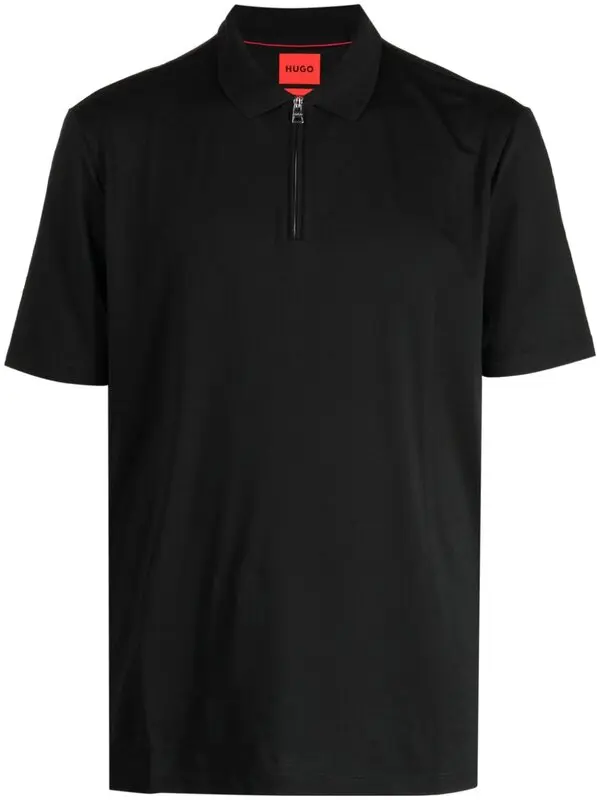 Hugo Half-zip Cotton Blend Polo Shirt - Black
