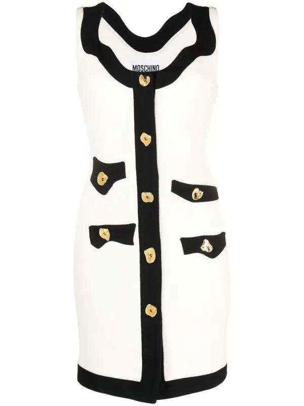 Moschino Contrast-border Mini Dress - White