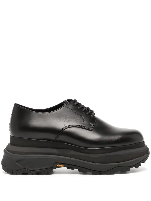 Sacai Platform Leather Oxford Shoes In Black - 33% Off | Editorialist