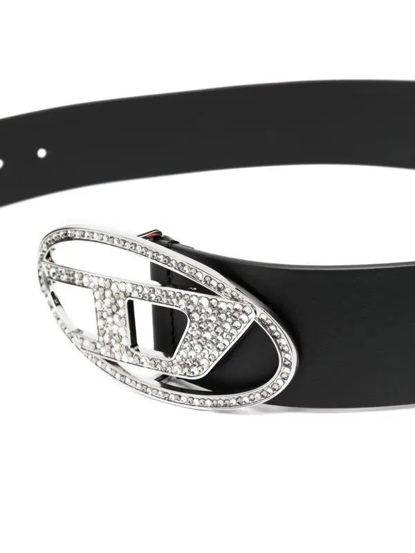 DIESEL® Rhinestone-logo Leather Belt