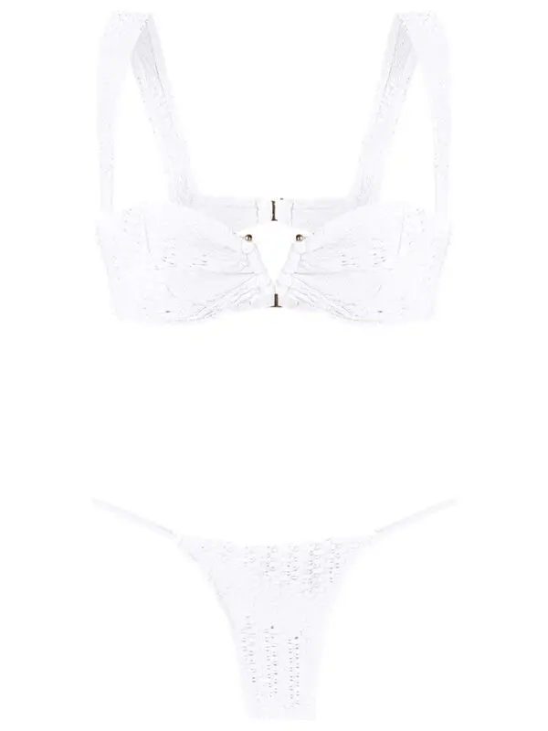 AMIR SLAMA Woven Balconette Bikini Set - White