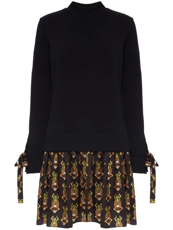 La DoubleJ Graphic-print Layered Minidress - Black