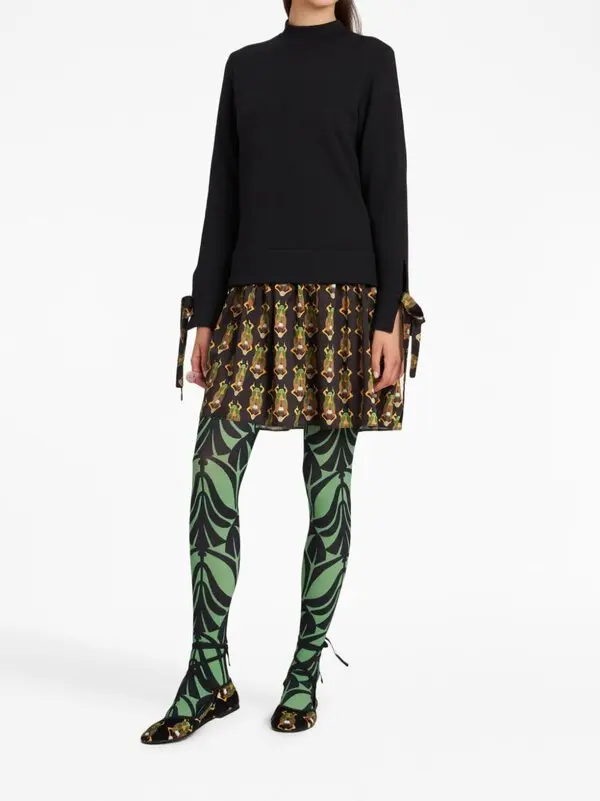 La DoubleJ Graphic-print Layered Minidress - Black